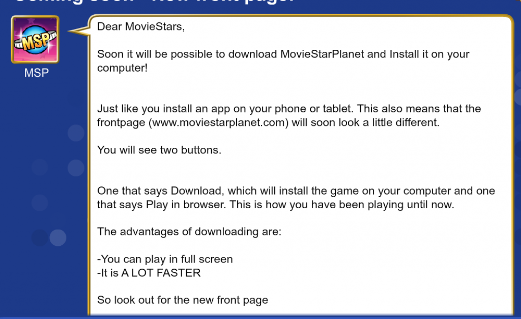 MovieStarPlanet announced a downloadable version of their game. Will ...